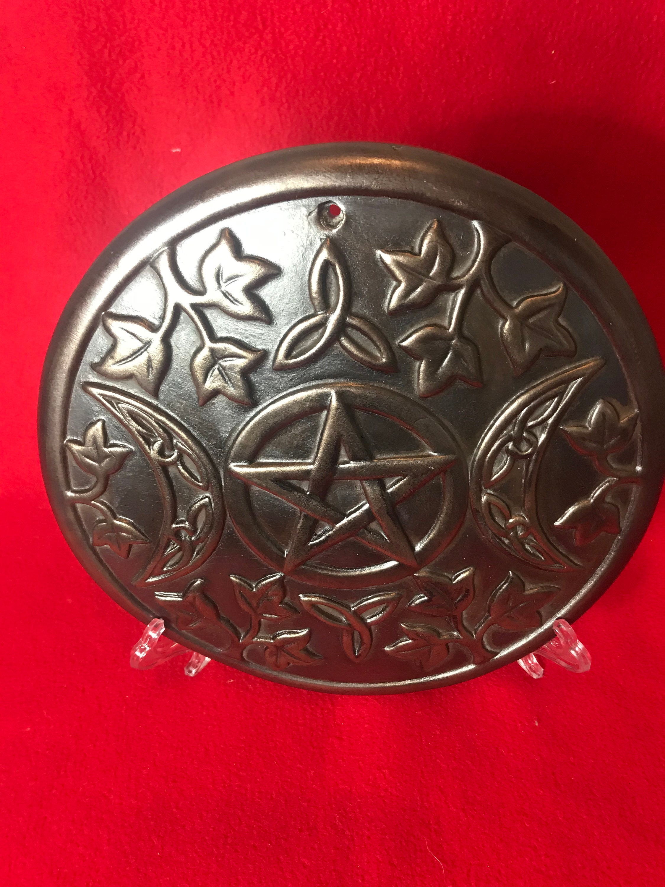 Triple Moon Plaque With Pentacle Wiccan Pagan Hanging - Etsy