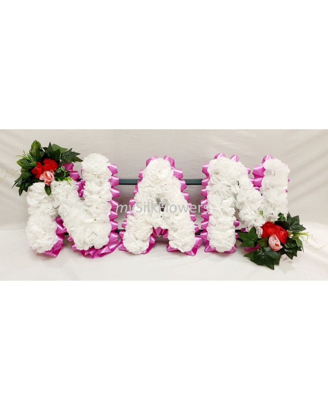 NAN Funeral Flowers Artificial Silk Tribute Any 3 Letter Name Flower ...