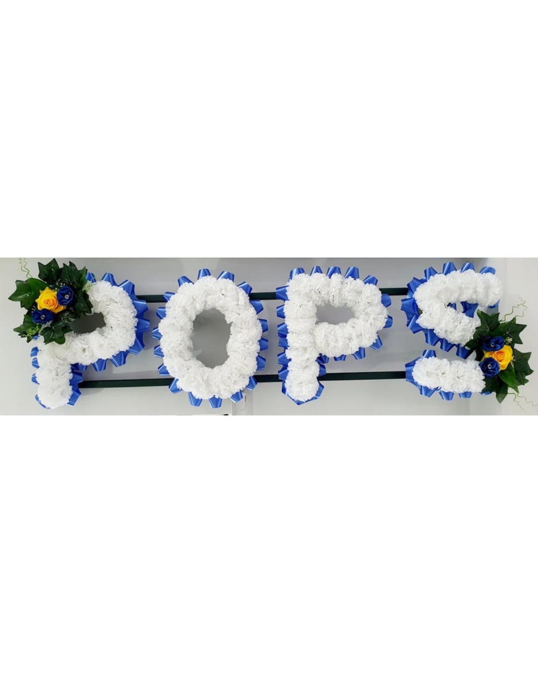 POPS Artificial Silk Funeral Tribute Any 4 Letter Name Flower Wreath ...
