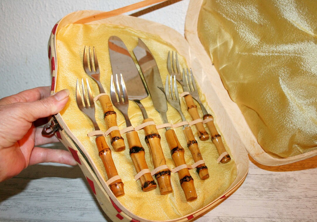 Cakes Servers Cutlery Set -bamboo Cutlery -bohémien Table Service ...