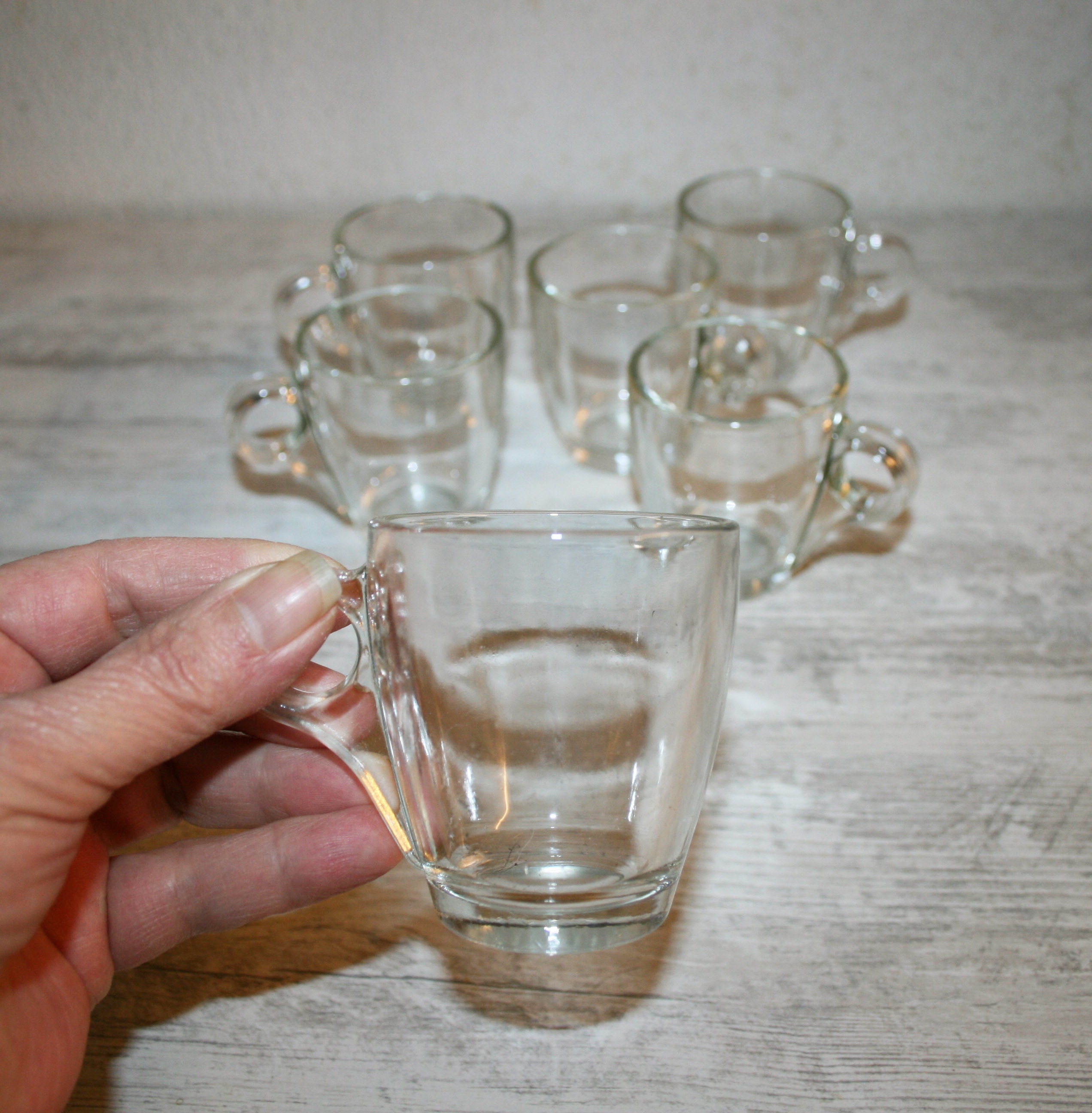 Clear Glass Coffee Cups, With Handle Set of 6, Tableware Glass ...