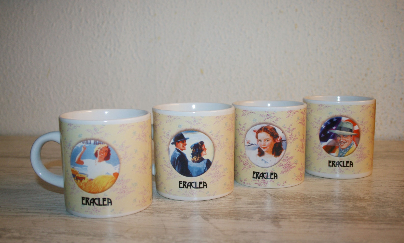 90s ITALIAN VINTAGE Rare Coffee MUG / Eraclea Ceramic Cups/ Set of Four ...