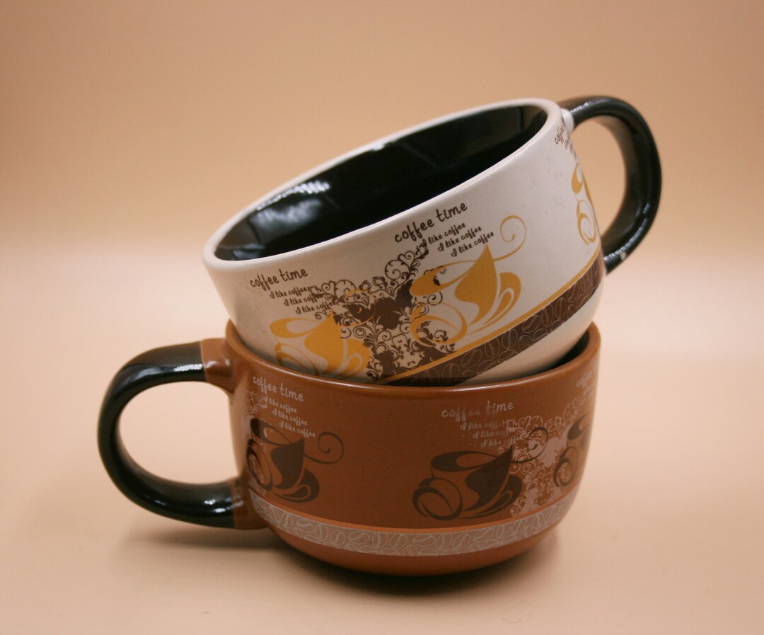 90s ITALIAN VINTAGE Coffee MUG / Ceramic Cups/ Set of Two Mugs/ Made in ...