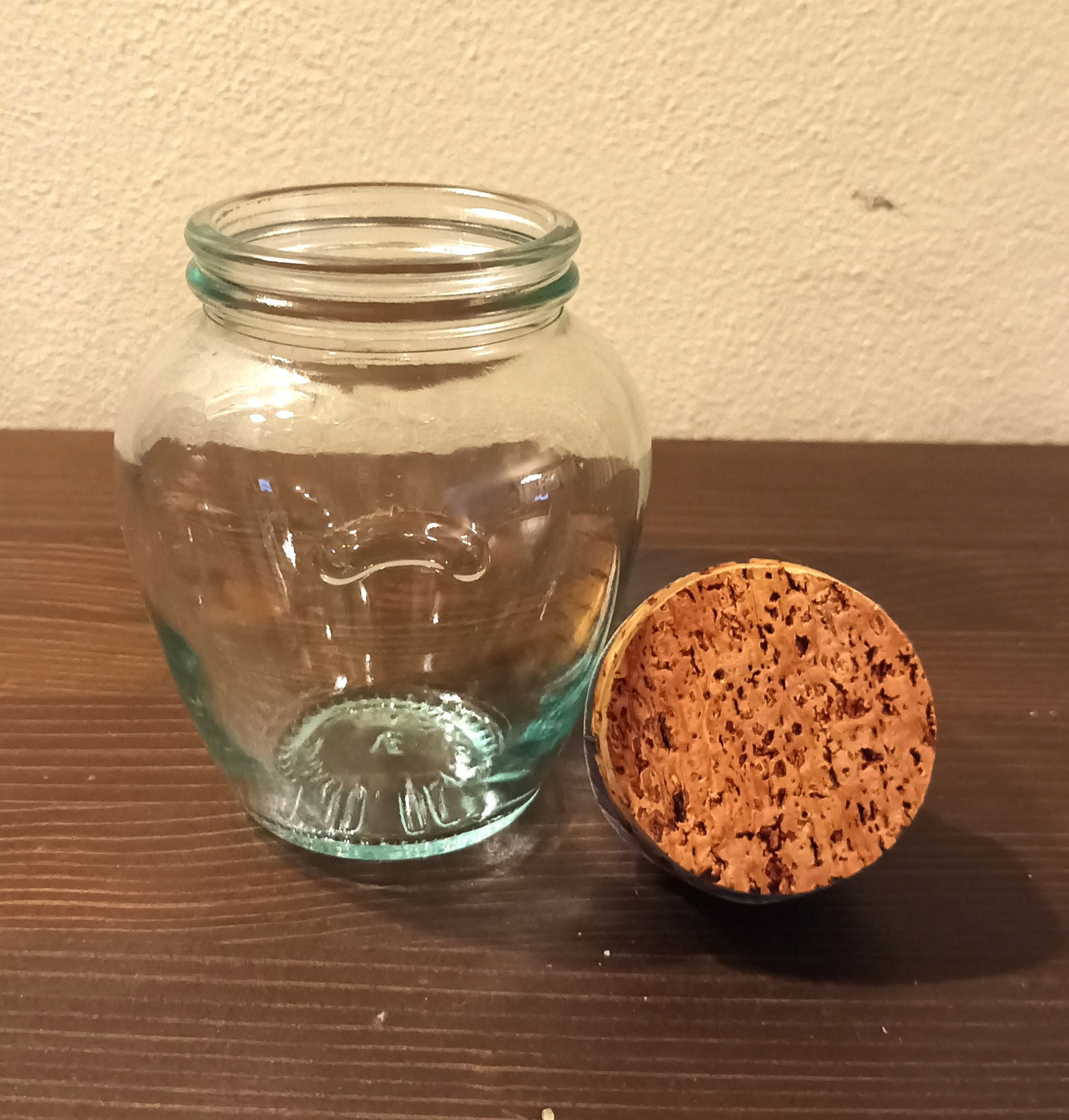 Vintage, Spice Clear Glass Jar, Cork Stopper - Salt Jars - Kitchenware ...