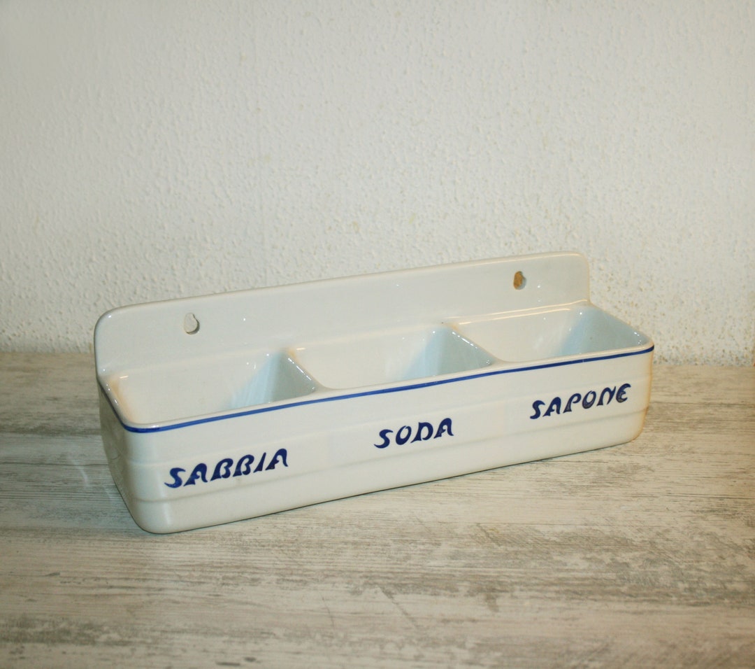 Vintage Ceramic Cleaning & Laundry Storage Rack / Italian Sand Soda ...