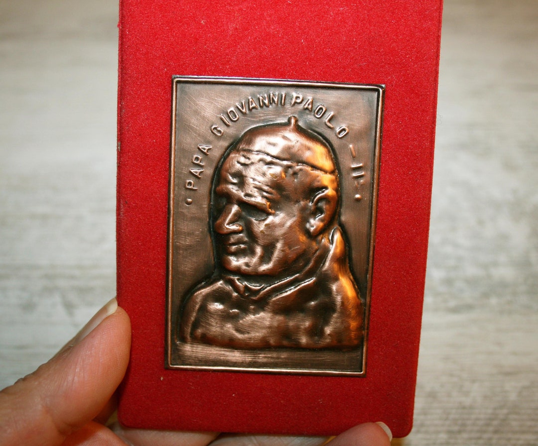 Pope John Paul II, 3D Copper Plate, 7.5 Cm. X 5cm. Gift for Communion ...