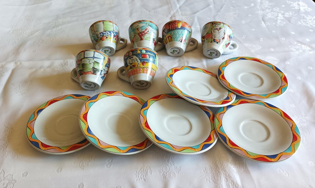 Gorgeous Set of Vintage Espresso Cups and Saucers, 6 Pieces Coffee ...