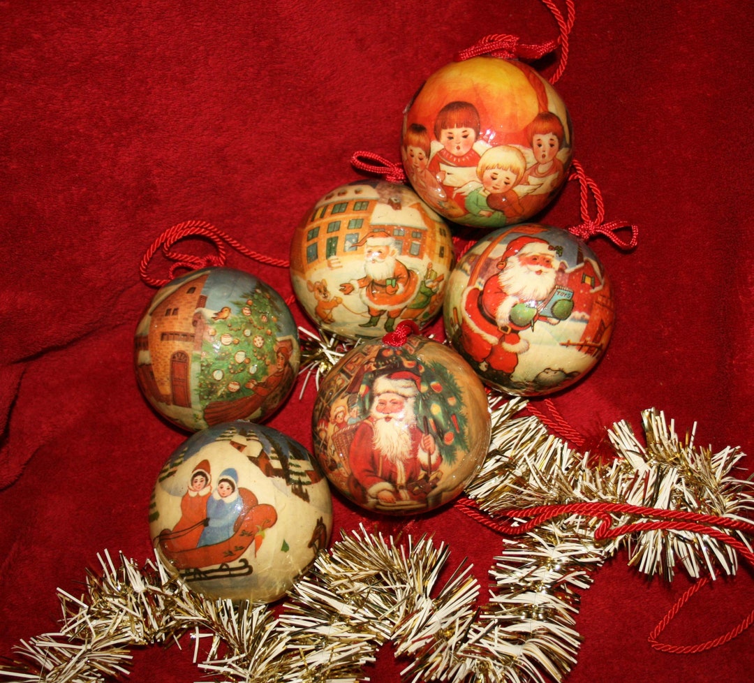 Paper Mache 6 Christmas Trees Balls Trees Ornaments - Etsy
