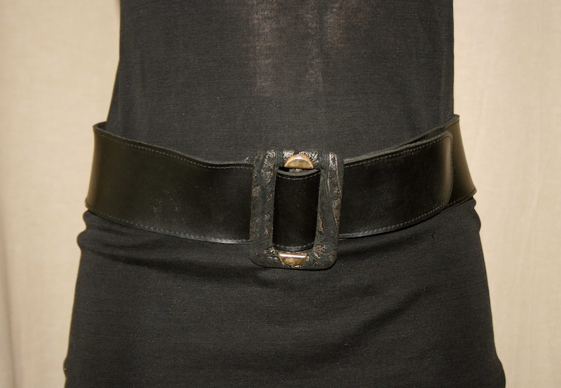 Black BELT LEATHER Double Face, Special Buckle/vintage Wide Belt/the ...
