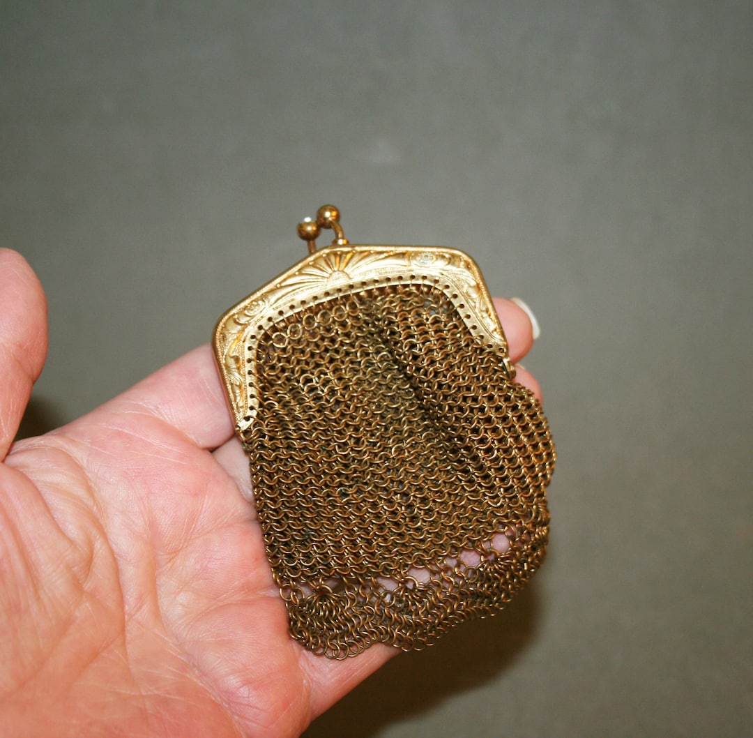 French Art Nouveau Gold Mesh Coin Purse -20s Year - Gift for Her - - Etsy