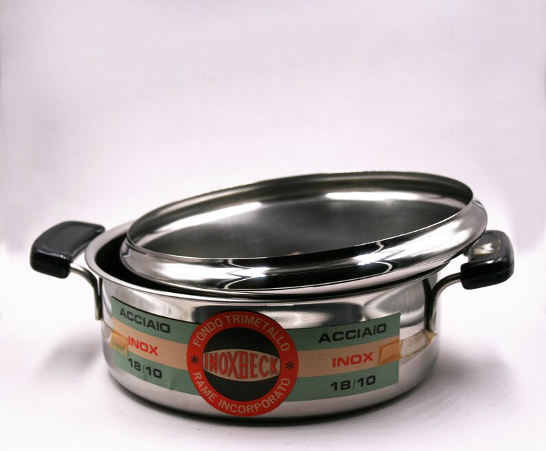 SUPER Inox Round Pot With Lid / Stainless Pan / Bake Ware / Kitchen Top ...