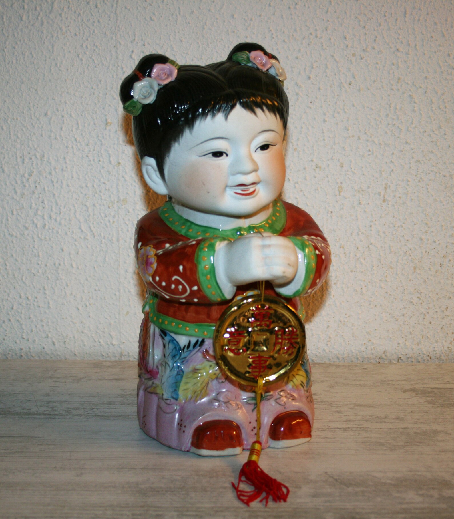 Chinese Golden Boy and Jade Girl, Pair of Lucky Children Statues, Mid ...