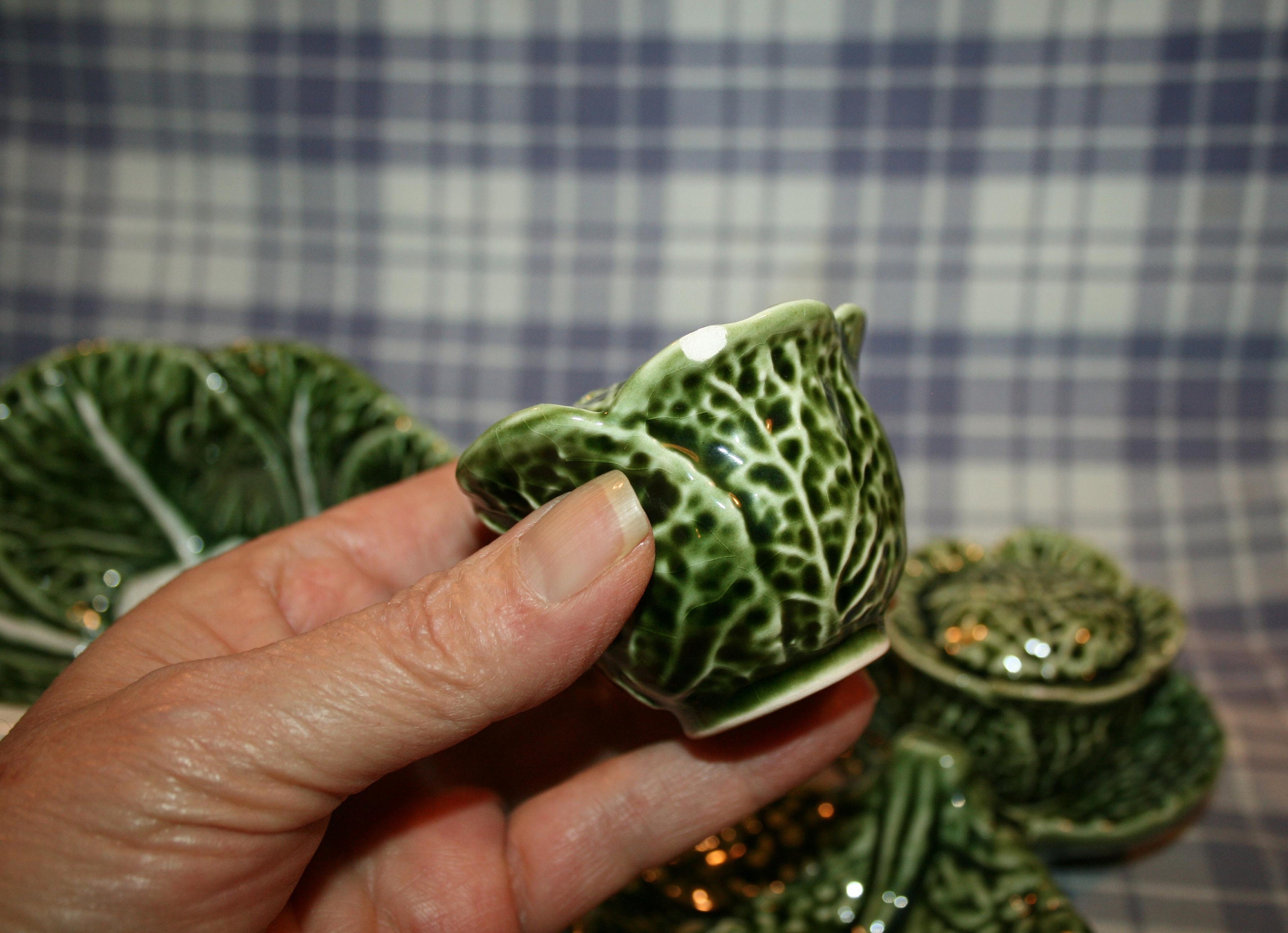 Green Cabbage Leaf Cauliflower Blossom Decorative Ceramic Bowl - Made ...