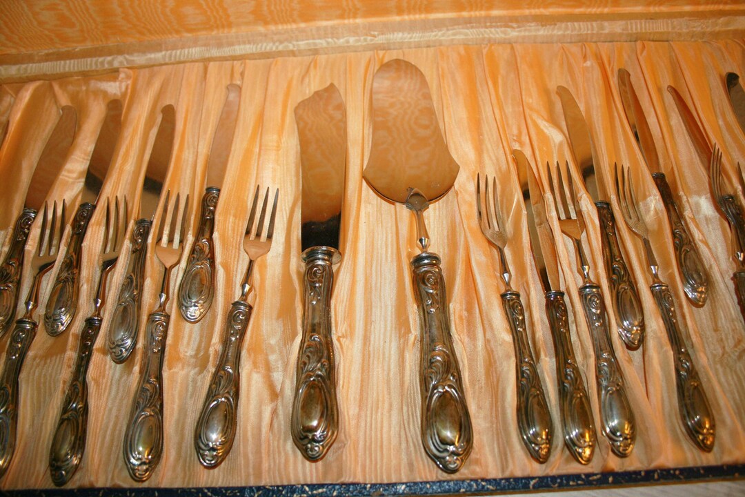 Italian 800 Silver Vintage Dessert Cutlery Set of 26 Pieces - Etsy