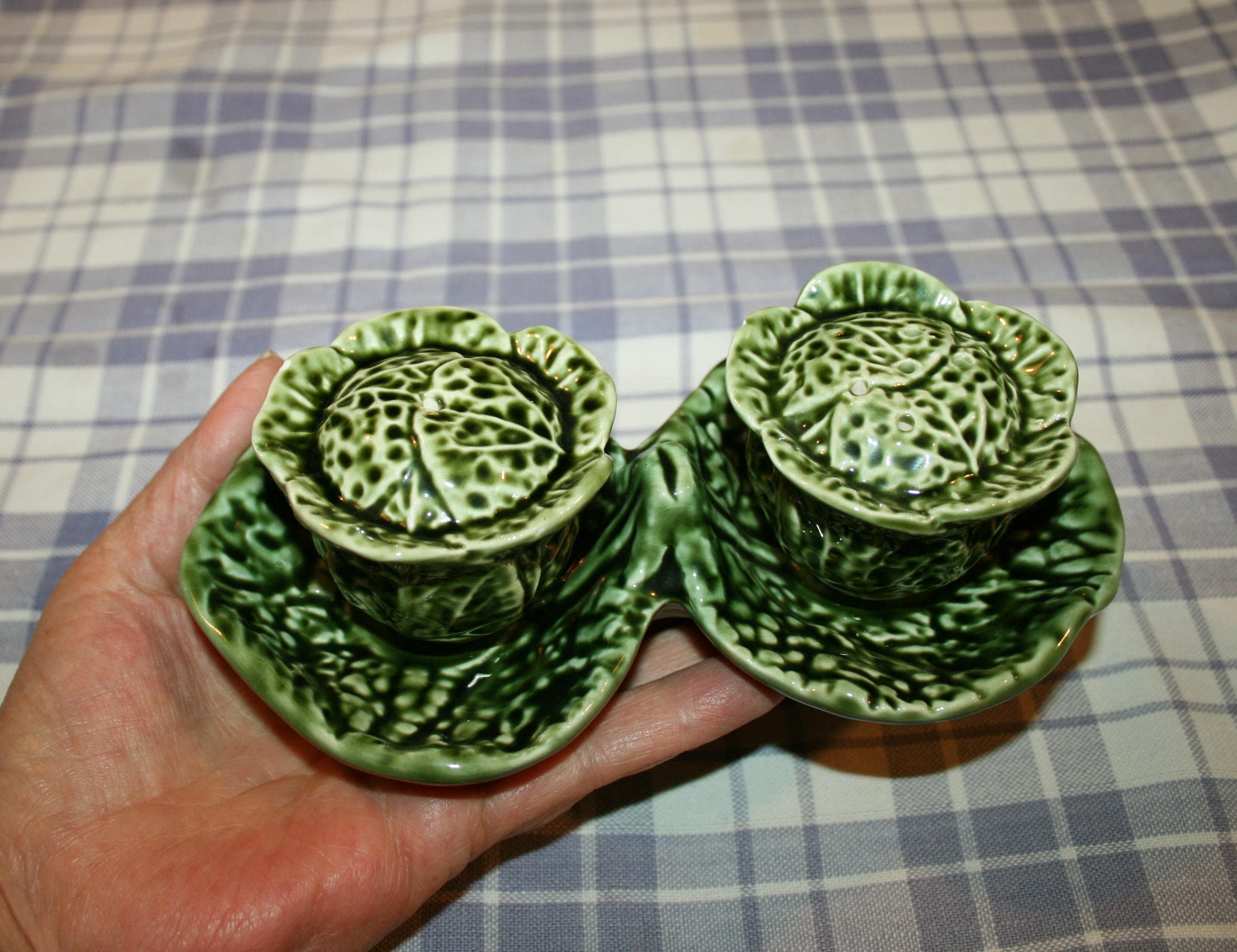 Green Cabbage Leaf Cauliflower Blossom Decorative Ceramic Bowl Made in ...