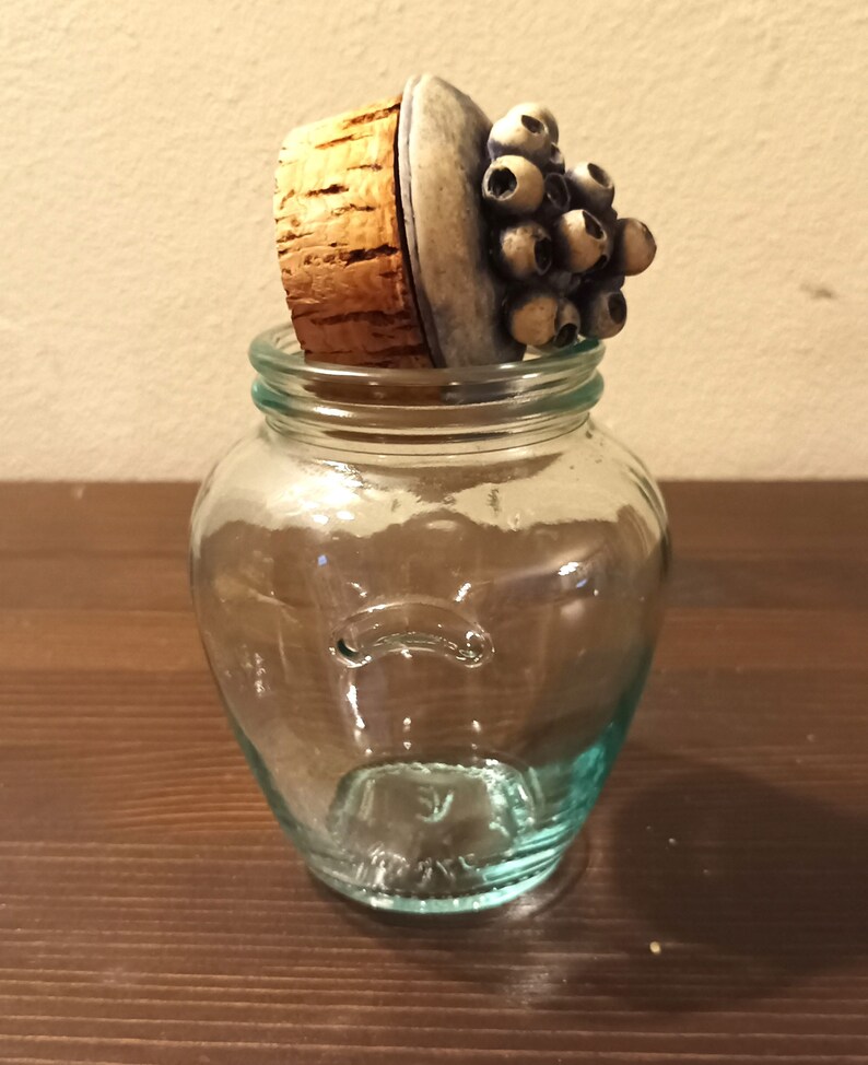 Vintage, Spice Clear Glass Jar, Cork Stopper - Salt Jars - Kitchenware ...