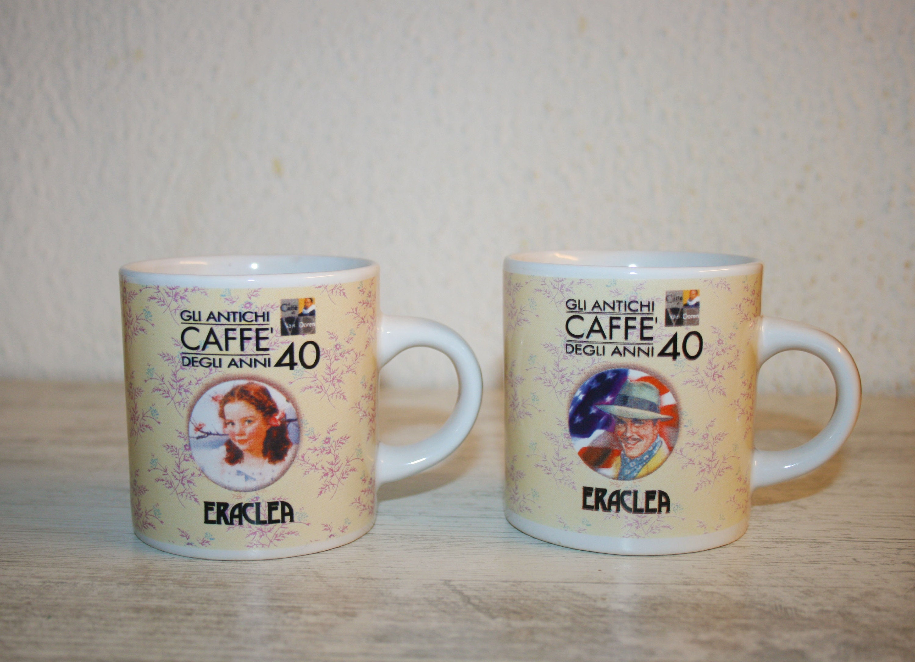 90s ITALIAN VINTAGE Rare Coffee MUG / Eraclea Ceramic Cups/ Set of Four ...