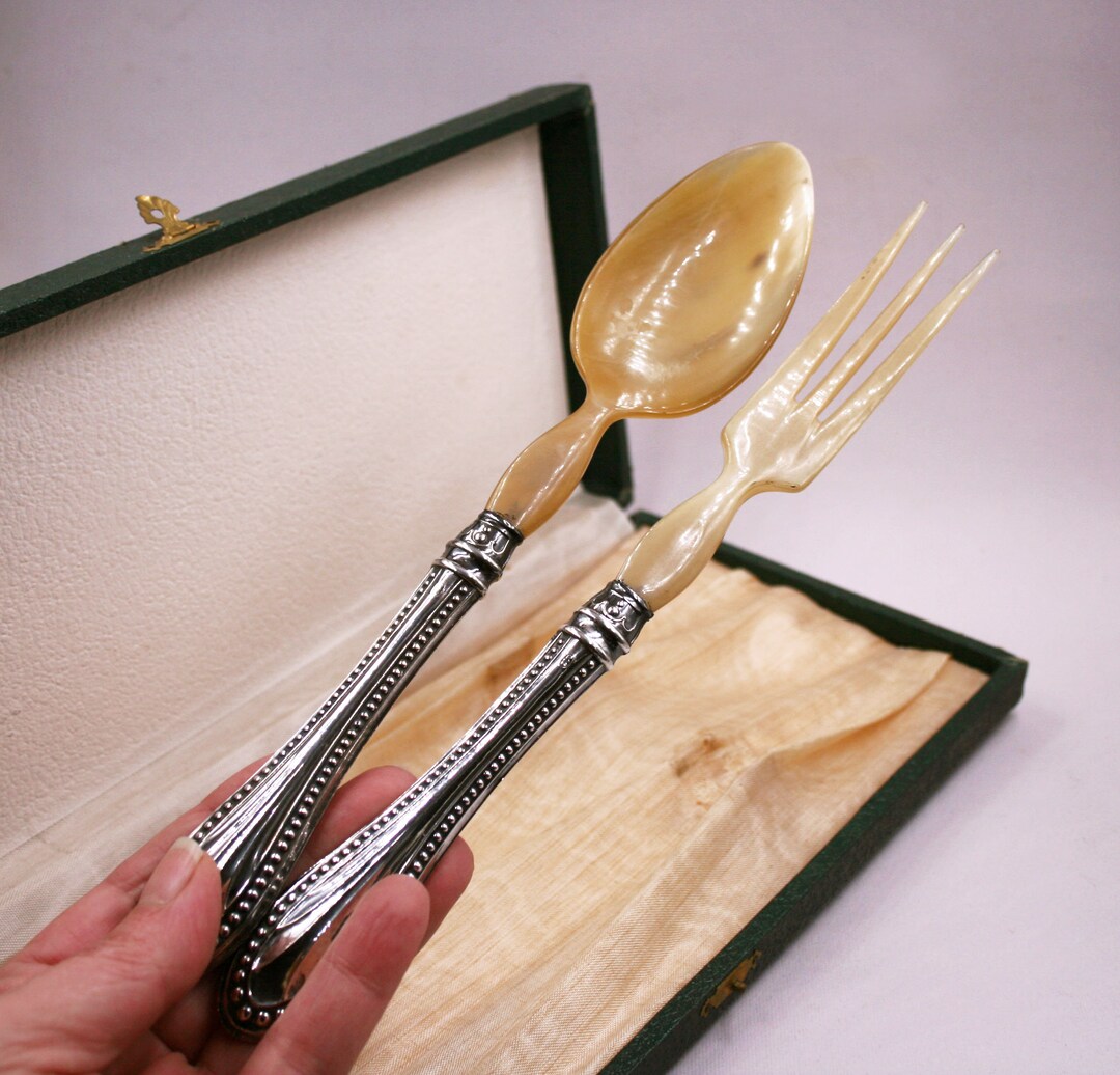 Silver Salad Servers Cutlery Set -bohemian Table Service - Barbecue ...
