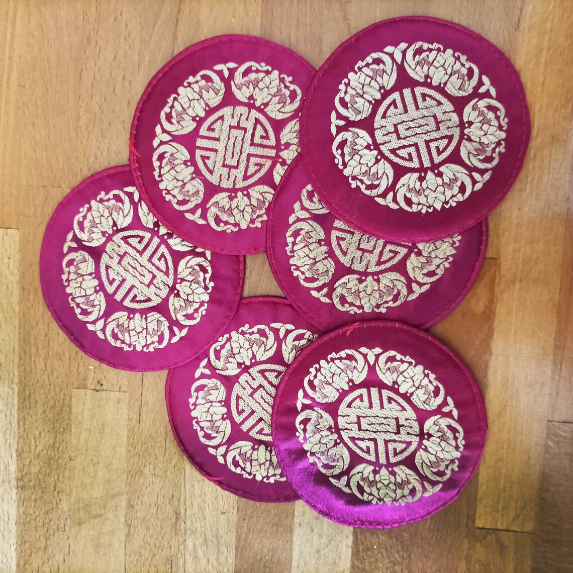 Set of 6 Chinese Silk Coasters - Table Decor - Drink Coasters - Kitchen ...