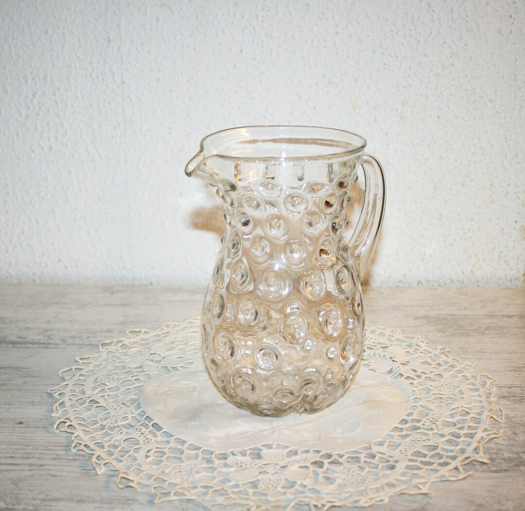 Italian, Art Glass Blown Pitcher, Collectible Glass Bottle, Table ...