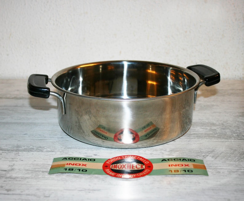 SUPER Inox Round Pot With Lid / Stainless Pan / Bake Ware / Kitchen Top ...