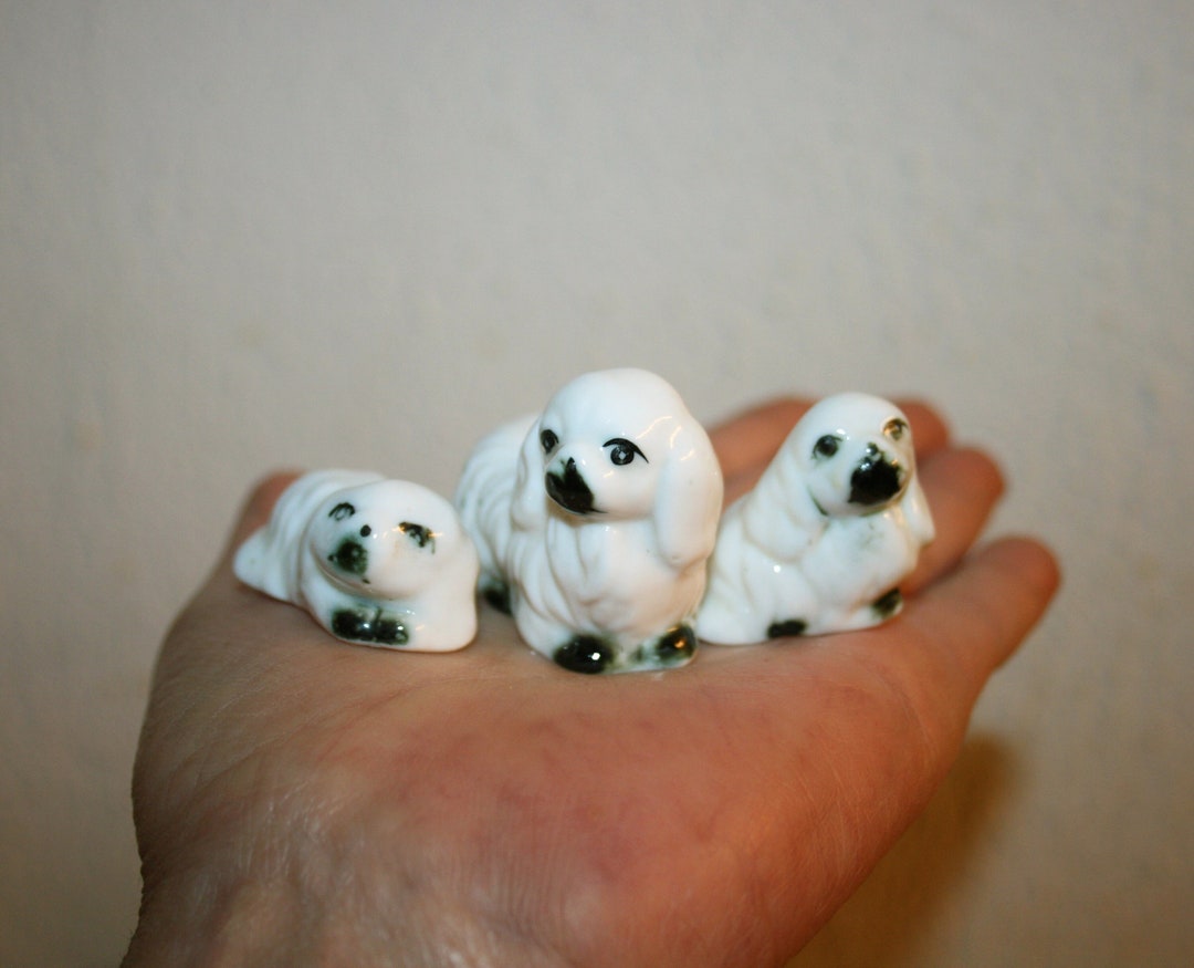 Mid Century Vintage Handmade Bone China Dogs Figurine Family /gift for ...