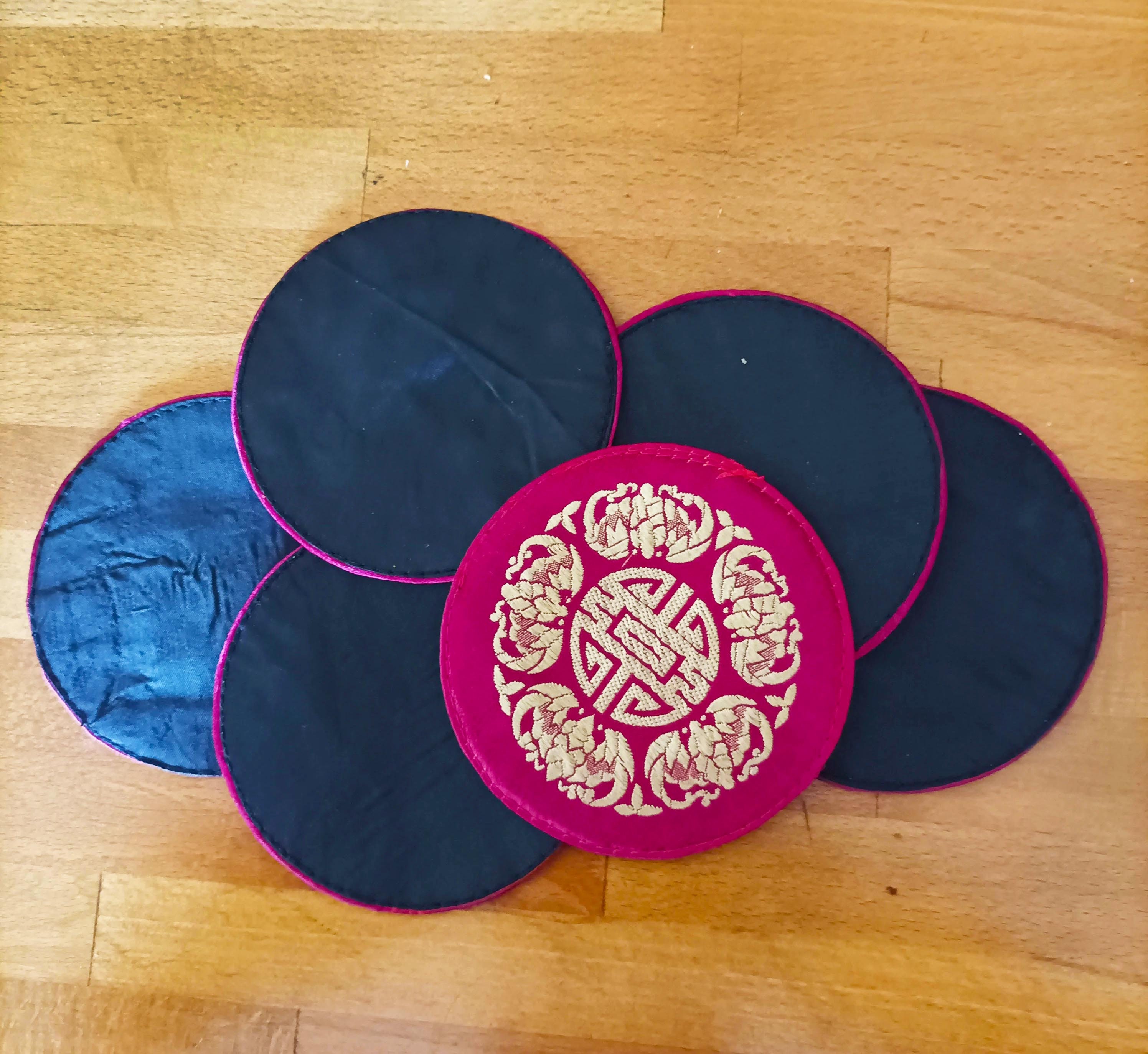 Set of 6 Chinese Silk Coasters - Table Decor - Drink Coasters - Kitchen ...