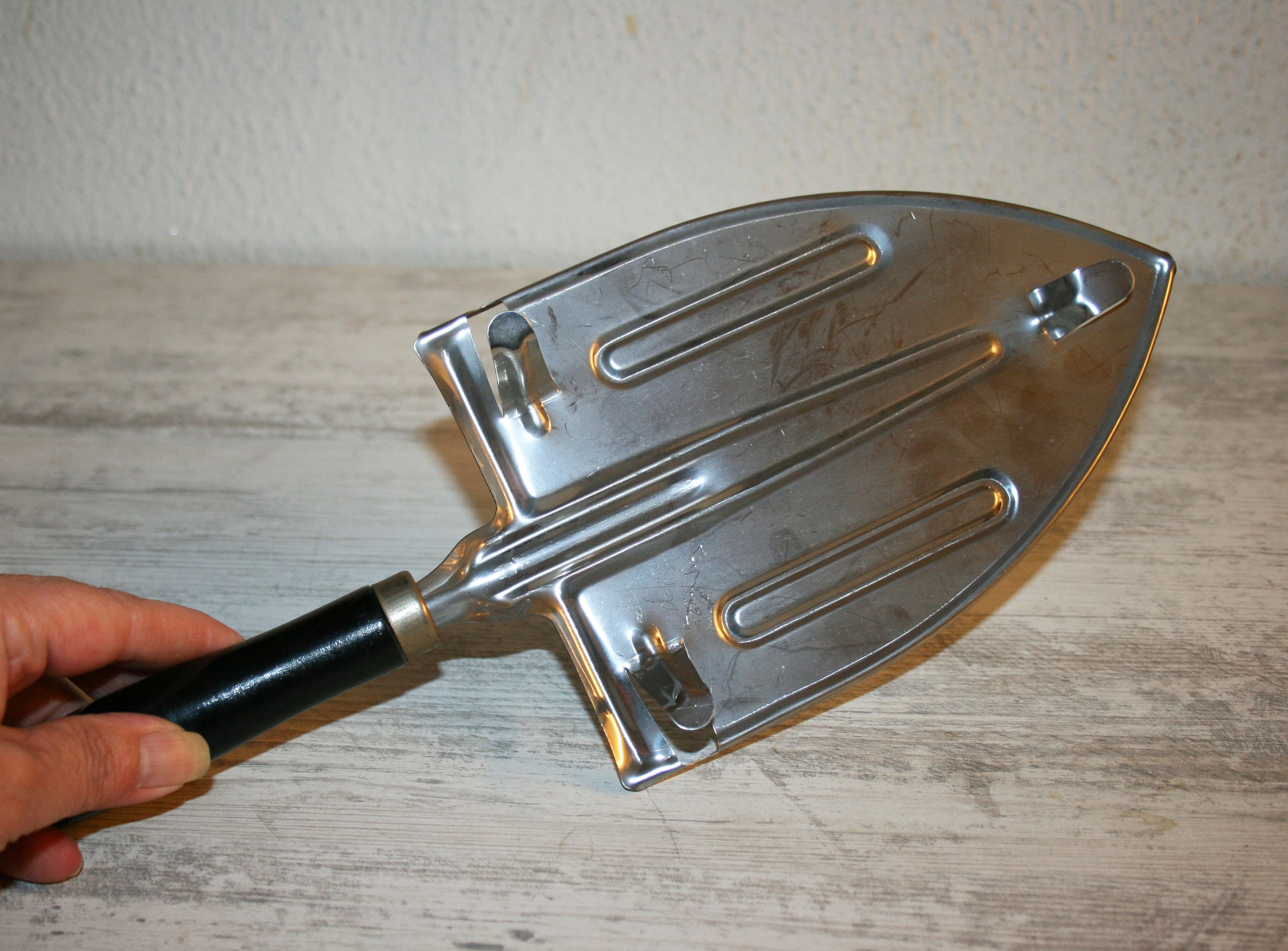 Vintage 60s, Iron Rest in Stainless Steel and Wood, Support for Vintage ...