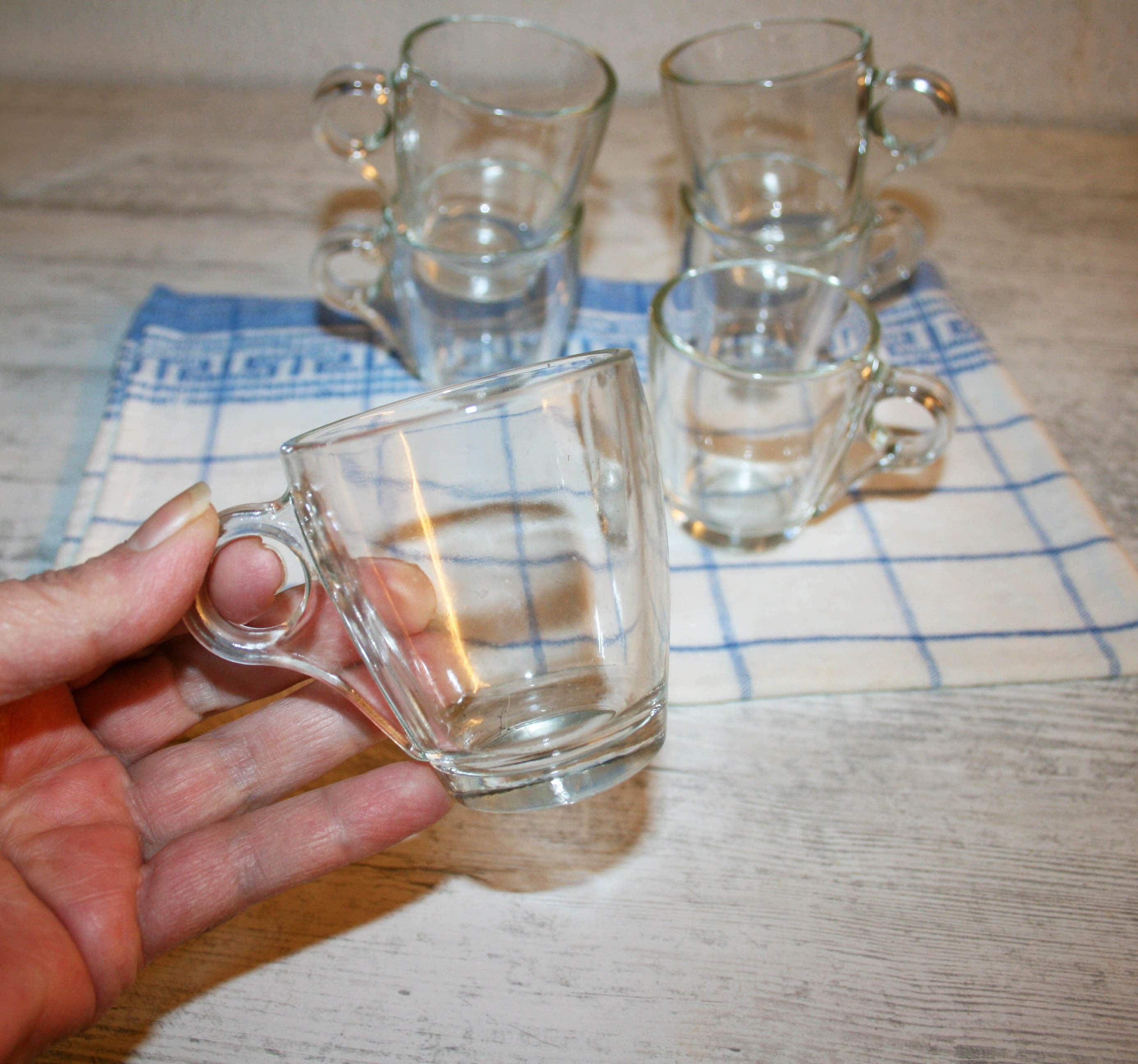 Clear Glass Coffee Cups, With Handle Set of 6, Tableware Glass ...