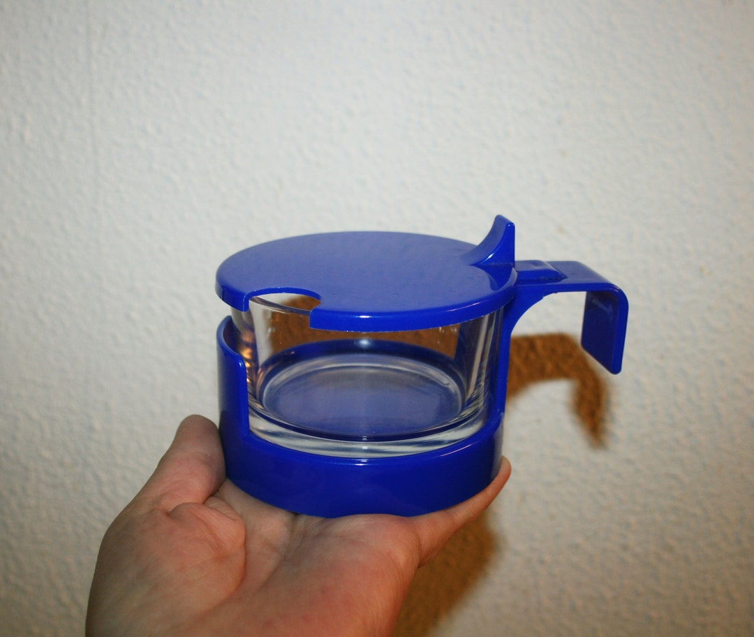 Glass Cheese Bowl, Blue Color - Cheese Holder - Sugar Holder -parmesan ...