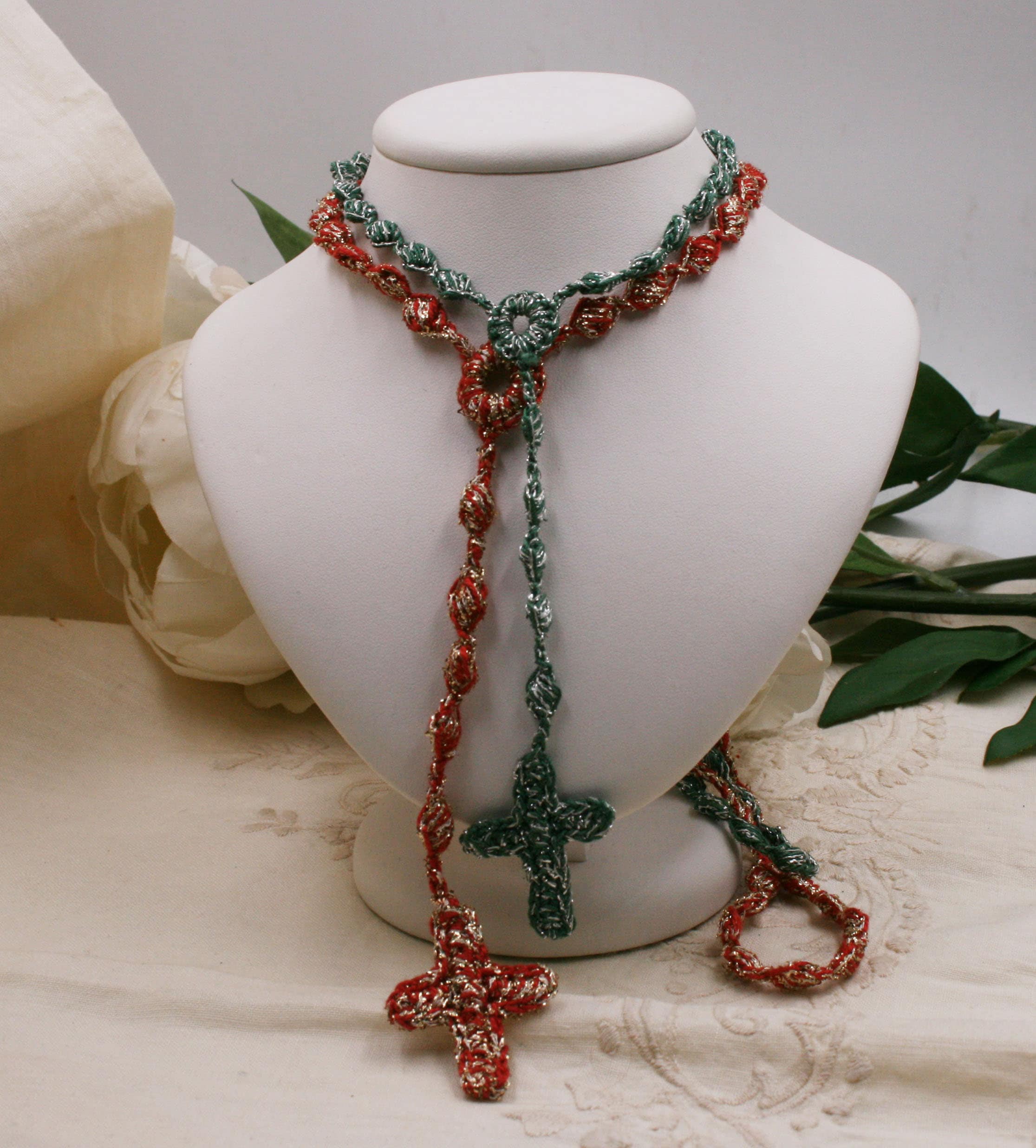Crochet CATHOLIC ROSARY, Handmade, Christening Gifts, First Communion ...