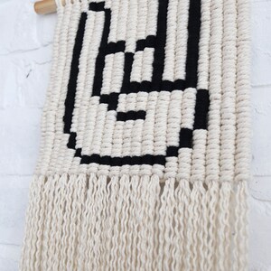 Rock on Art, Devil Horns Wall Hanging, Gothic Boho Macrame Wall Decor ...