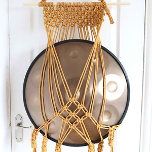 Macrame Handpan Hanger: Boho Drum Wall Mount With Pine Dowel - Etsy