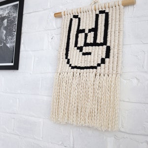 Rock on Art, Devil Horns Wall Hanging, Gothic Boho Macrame Wall Decor ...