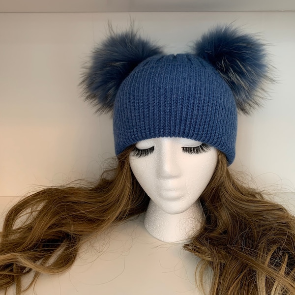 Personalised Double Pom Pom Hat - Etsy