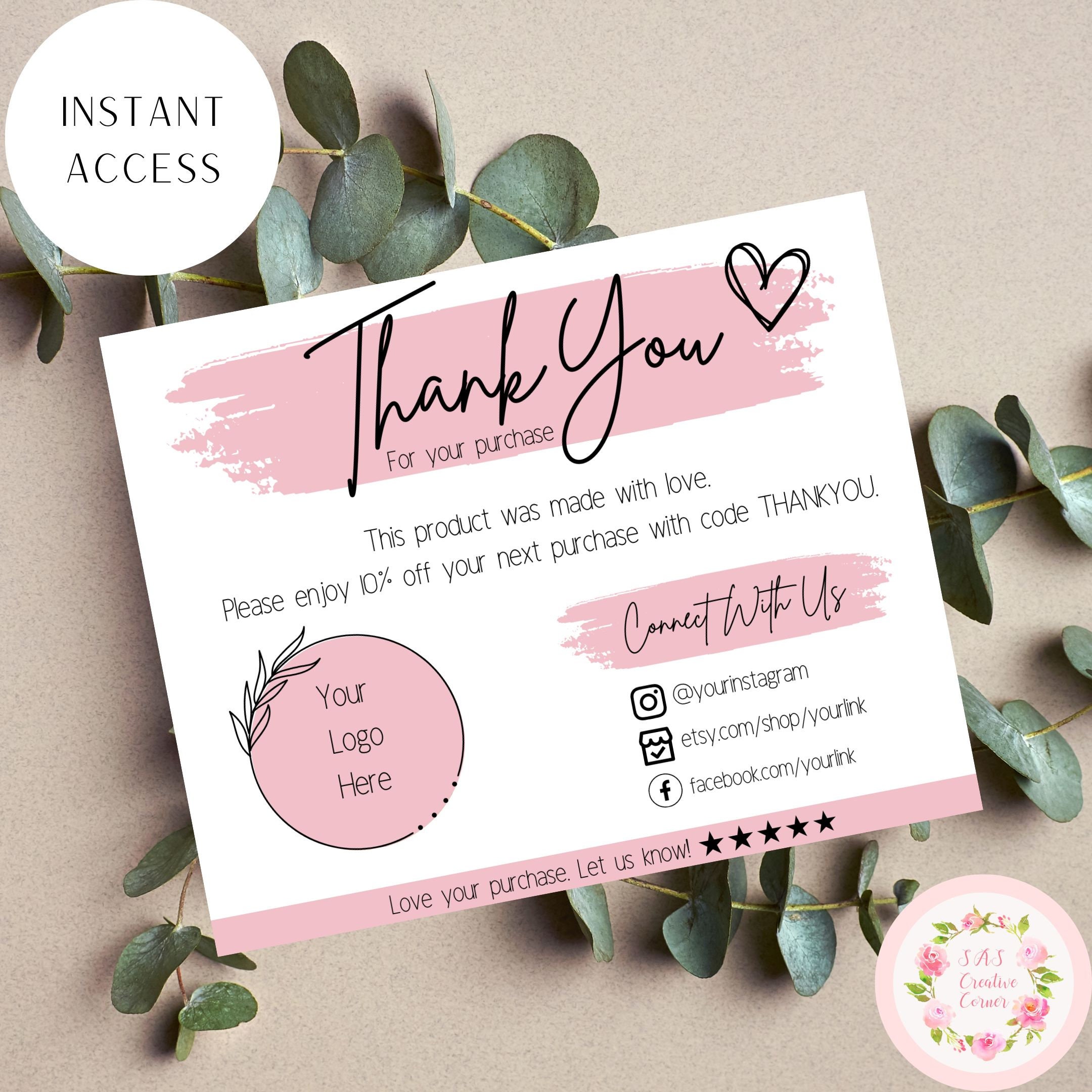 Printable Small Business Thank You Card Package Insert - Etsy