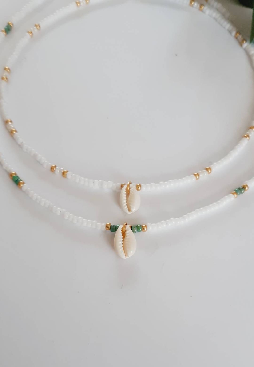 Cowrie Shell Beaded Necklace Seed Bead Necklace Cowrie Shell Necklace