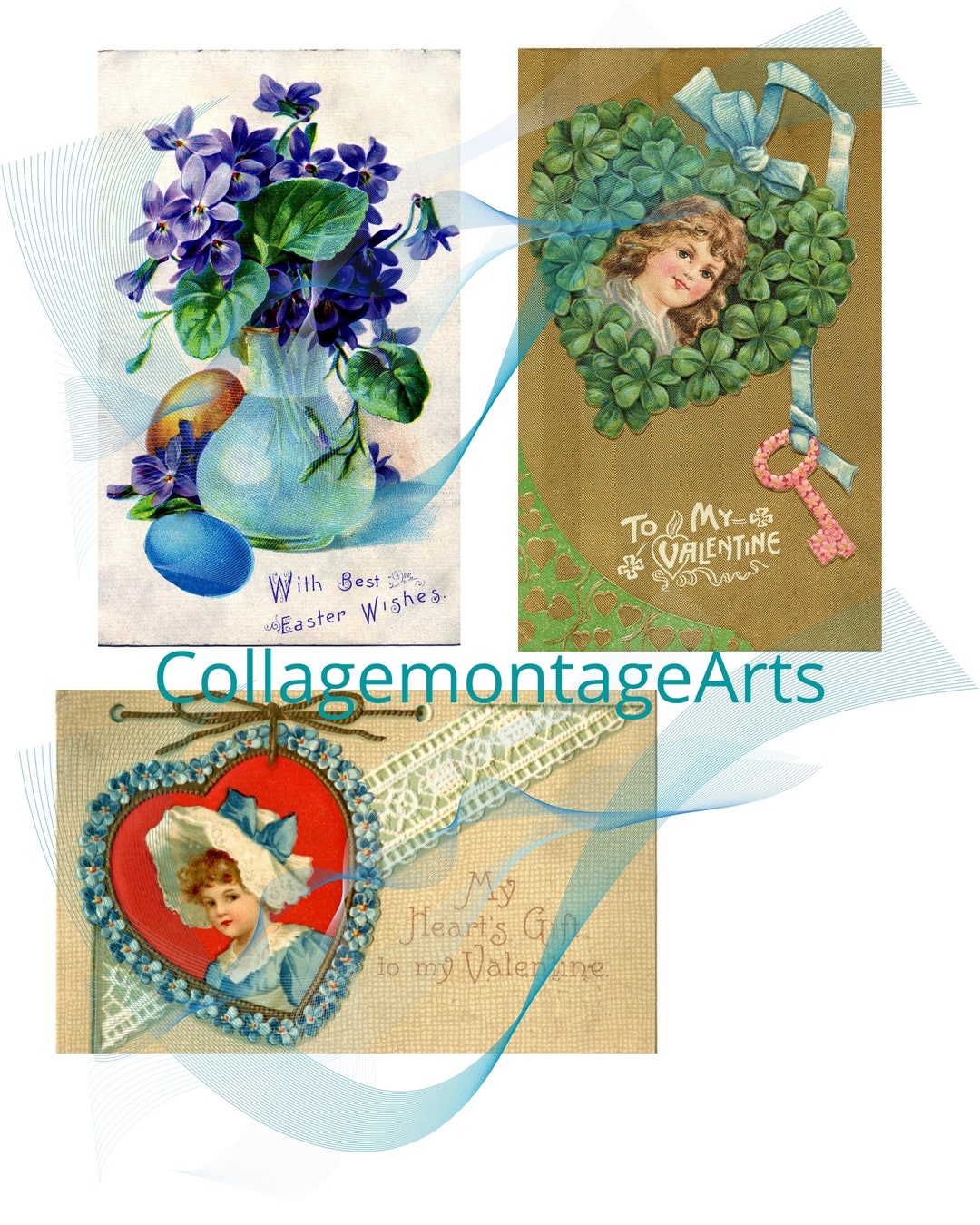 Printable Vintage Postcards, Printable Ephemera, Digital Download, Old ...