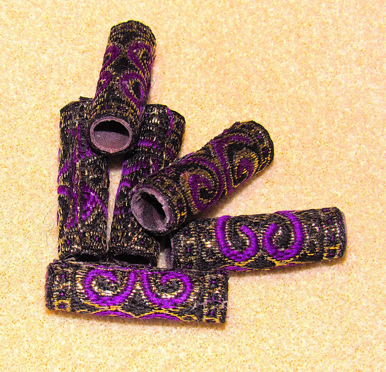 Jacquard Ribbon Beads, Woven Ribbon Beads, Handmade Fabric Beads ...