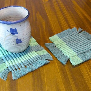 Macrame Mug Rugs, Large Mug Rugs, Hand Woven Thick Coasters, Red/cream ...