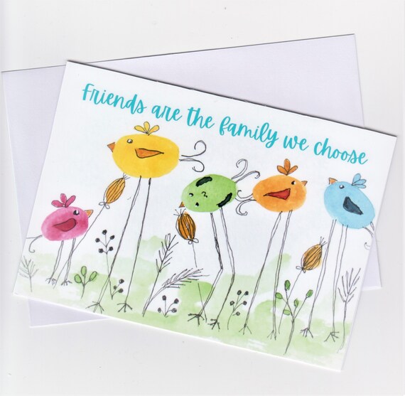 Friendship Card Hand Painted Card Watercolor Cards Handmade - Etsy