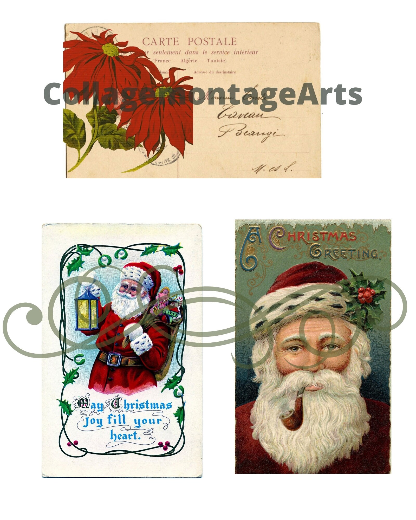 Vintage Christmas Postcards Printable Digital Download - Etsy