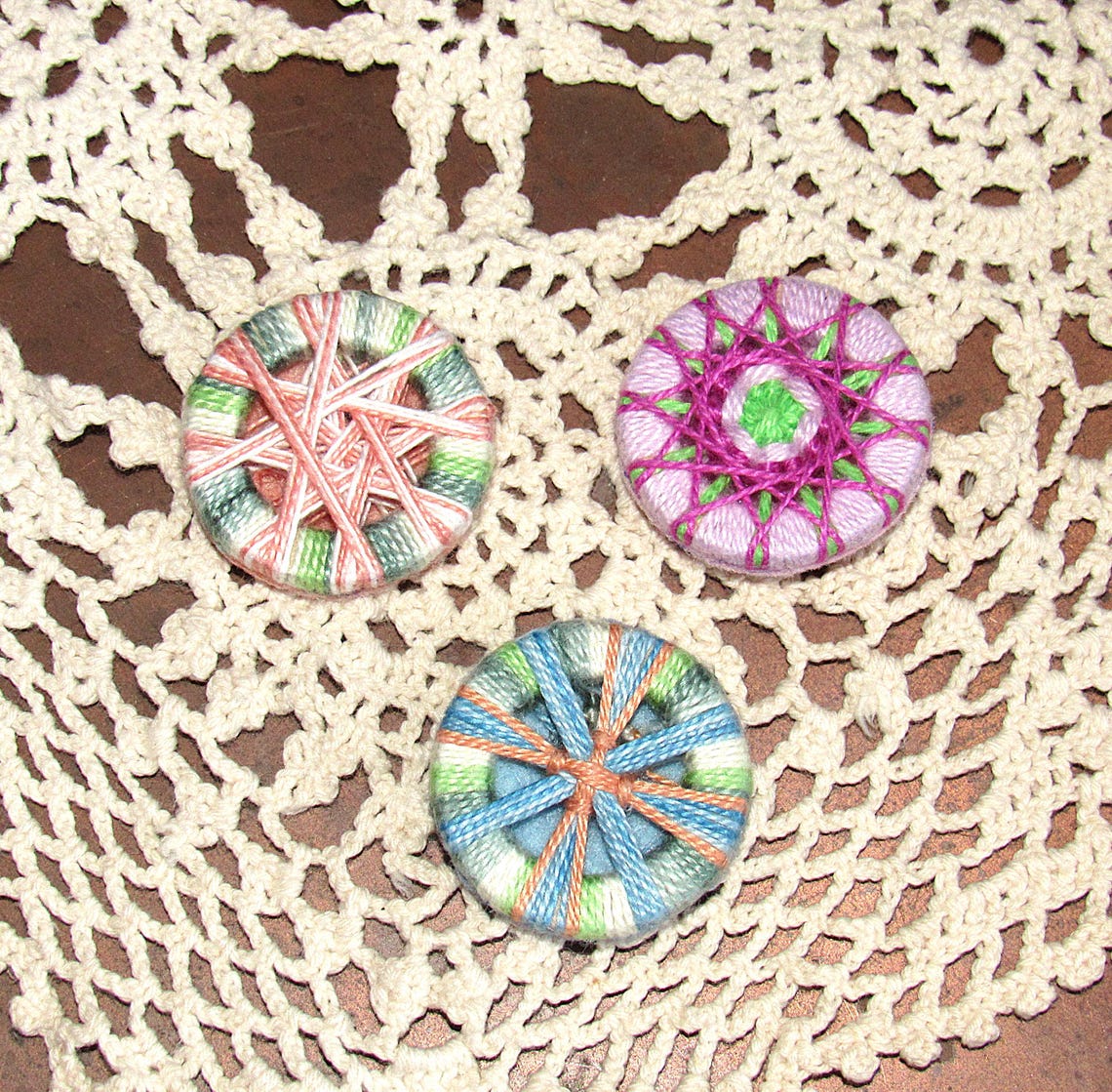 Handmade Dorset Style Thread Buttons, Needle Woven Buttons, Hand Woven ...