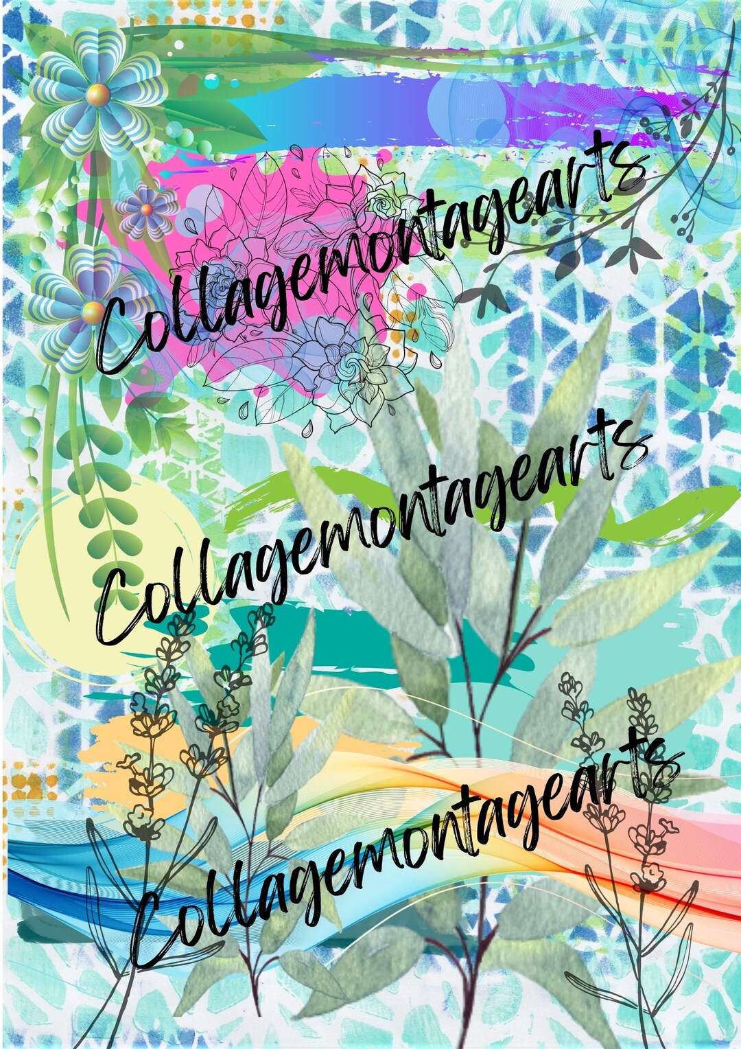 Digital Embellished Gelli Prints, Painted Paper, Painted Backgrounds ...