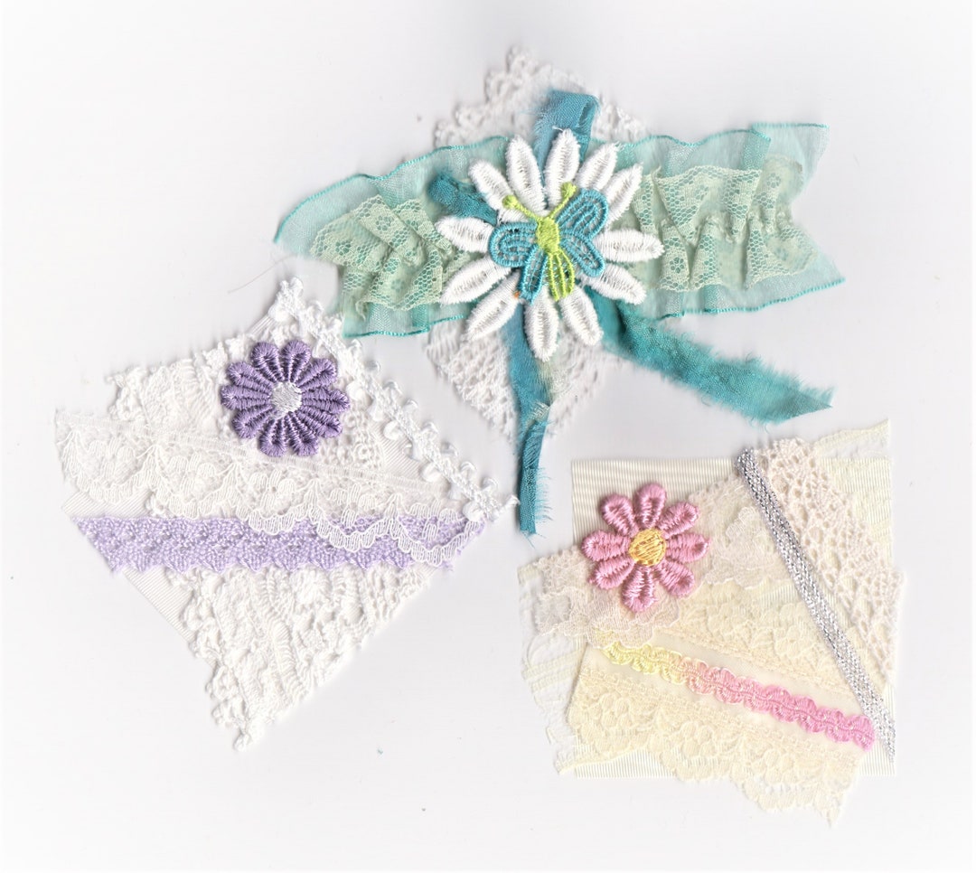 Fabric Lace Clusters, Shabby Chic Cluster, Journal Embellishment ...