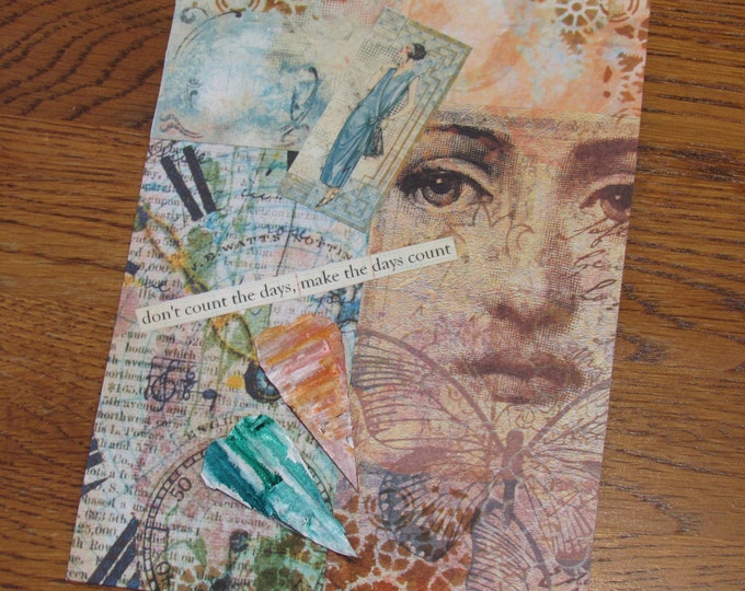 Handmade Encouragement Card, Mixed Media, Collage Card,greeting Cards ...