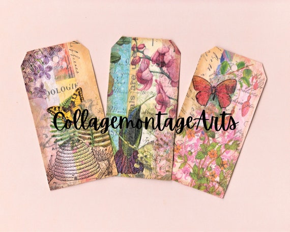 Scrapbooking digital tags Printable floral ledger tags journal ephemera ...