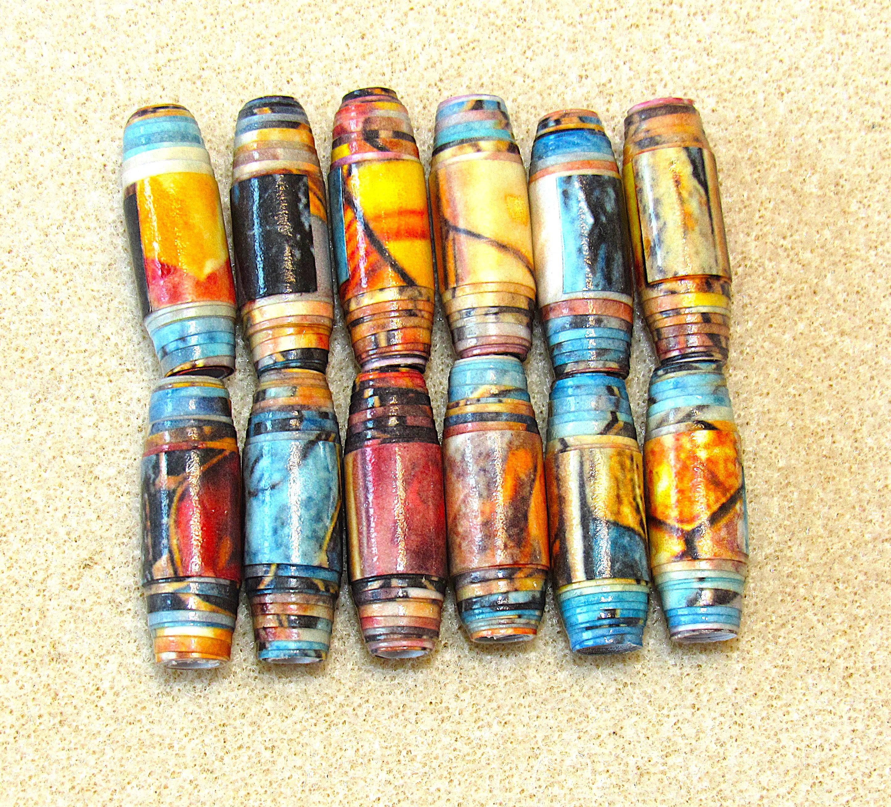 Hand Rolled Paper Beads, Large Hole Beads, Boho Beads, Beads for ...
