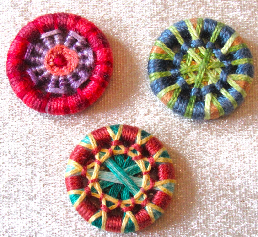 Handmade Dorset Style Thread Buttons, Needle Woven Buttons, Hand Woven ...