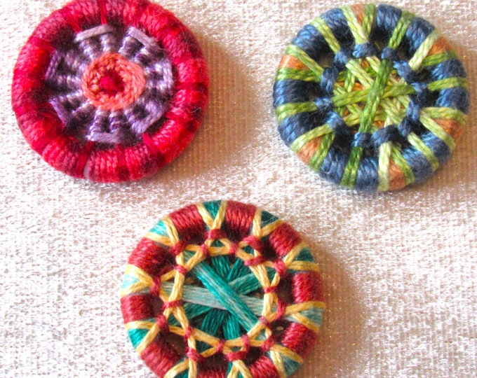 Handmade Dorset Style Thread Buttons, Needle Woven Buttons, Hand Woven ...